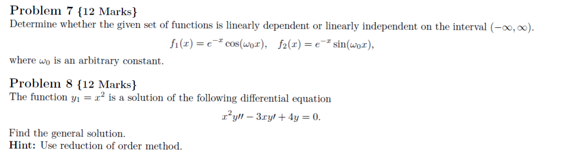 Solved Problem 7 {12 Marks } Determine whether the given set | Chegg.com