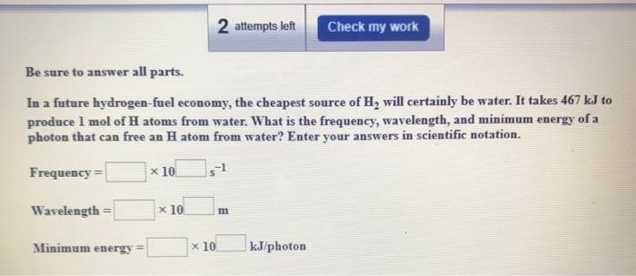 Solved 2 attempts left Check my work Be sure to answer all | Chegg.com