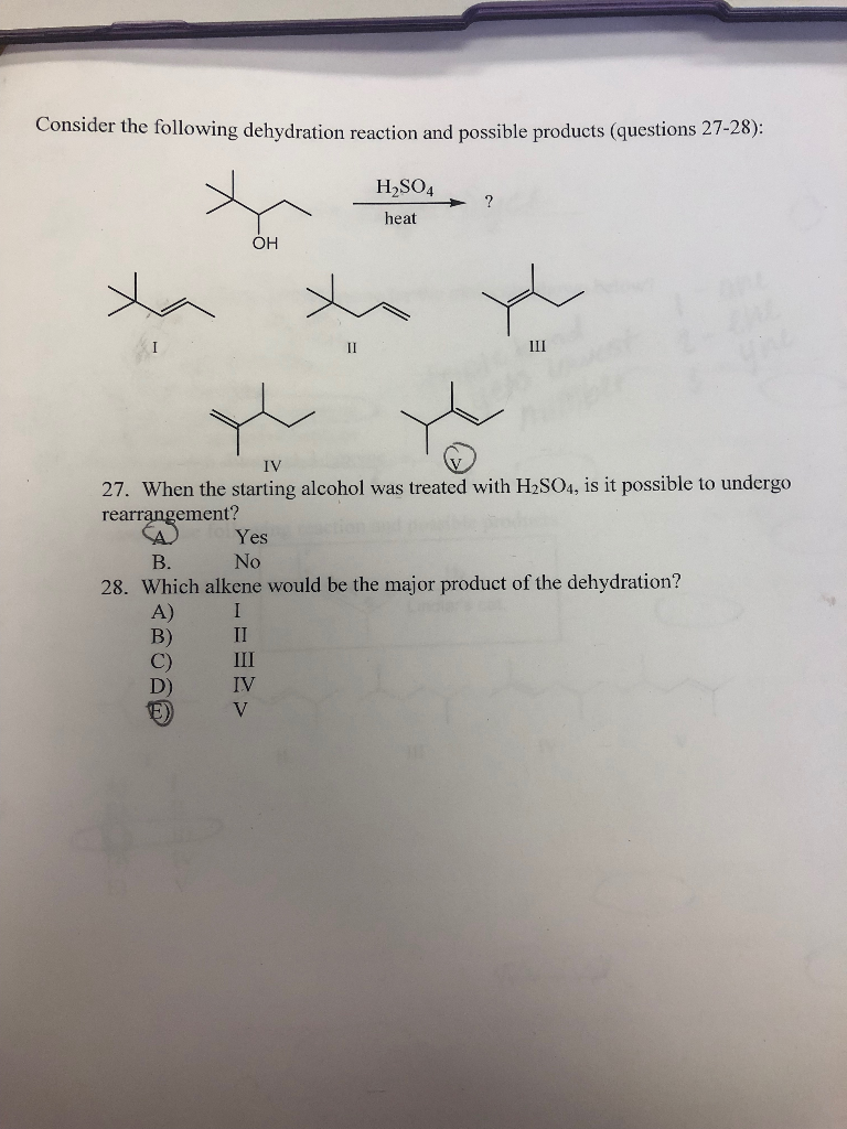Solved Consider the following dehydration reaction and | Chegg.com