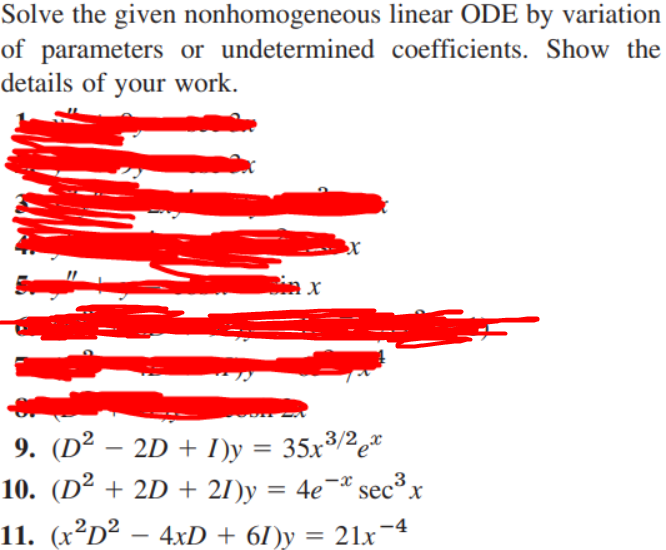 Solved Solve the given nonhomogeneous linear ODE by | Chegg.com