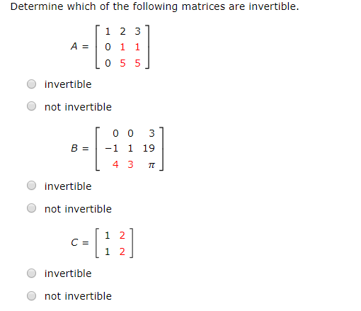 Solved Determine which of the following matrices are | Chegg.com