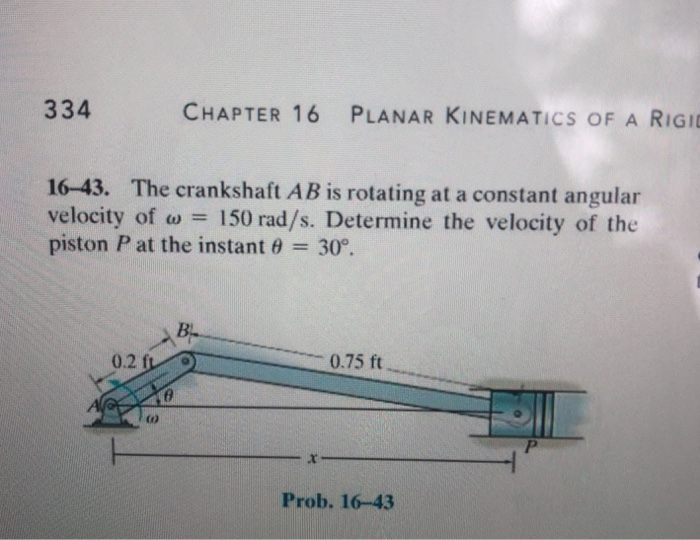 Solved 334 CHAPTER 16 PLANAR KINEMATICS OF A RIGI 16-43. The | Chegg.com