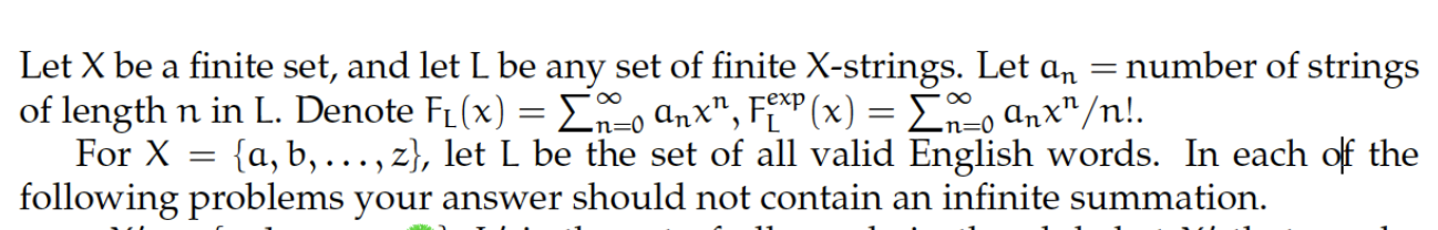 Solved Let X be a finite set, and let L be any set of finite | Chegg.com