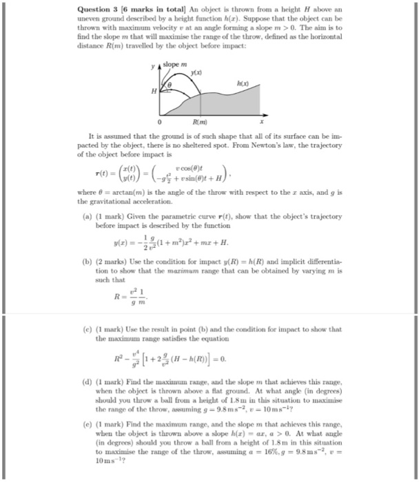 Solved An object is thrown from a height H above an uneven | Chegg.com