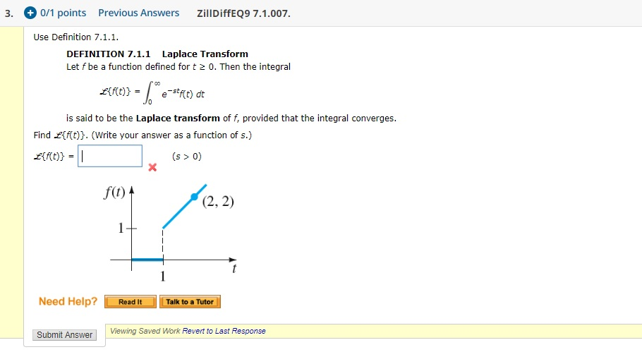 Solved Previous Answers +0/1 points ZillDiffEQ9 7.1.002. 1. | Chegg.com Solved Previous Answers +0/1 points ZillDiffEQ9 7.1.002. 1. | Chegg.com