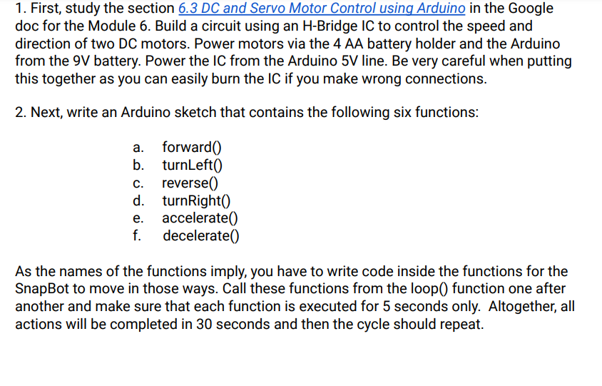 Solved 1. First, study the section 6.3DC and Servo Motor | Chegg.com