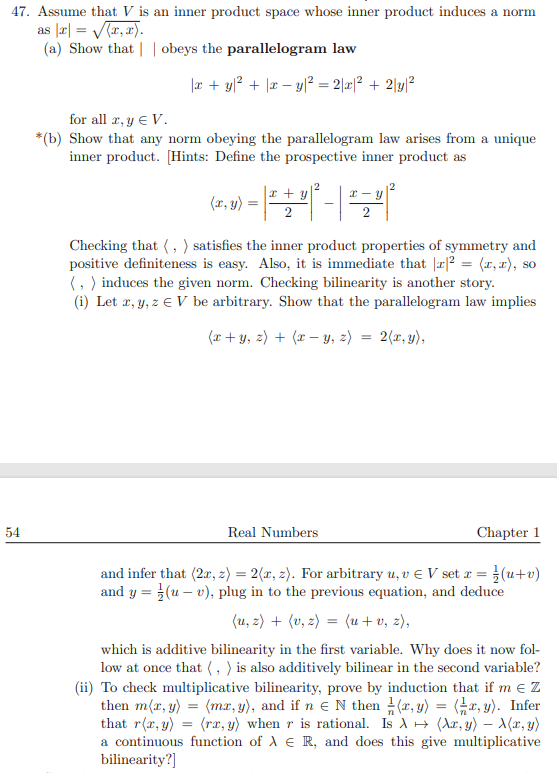 Solved 17. Assume that V is an inner product space whose | Chegg.com