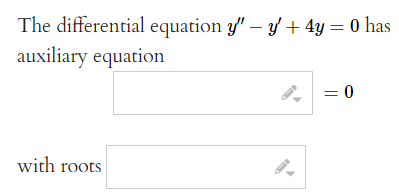 Solved The differential equation y′′−y′+4y=0 has auxiliary | Chegg.com