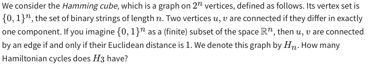 Solved We consider the Hamming cube, which is a graph on 2n | Chegg.com