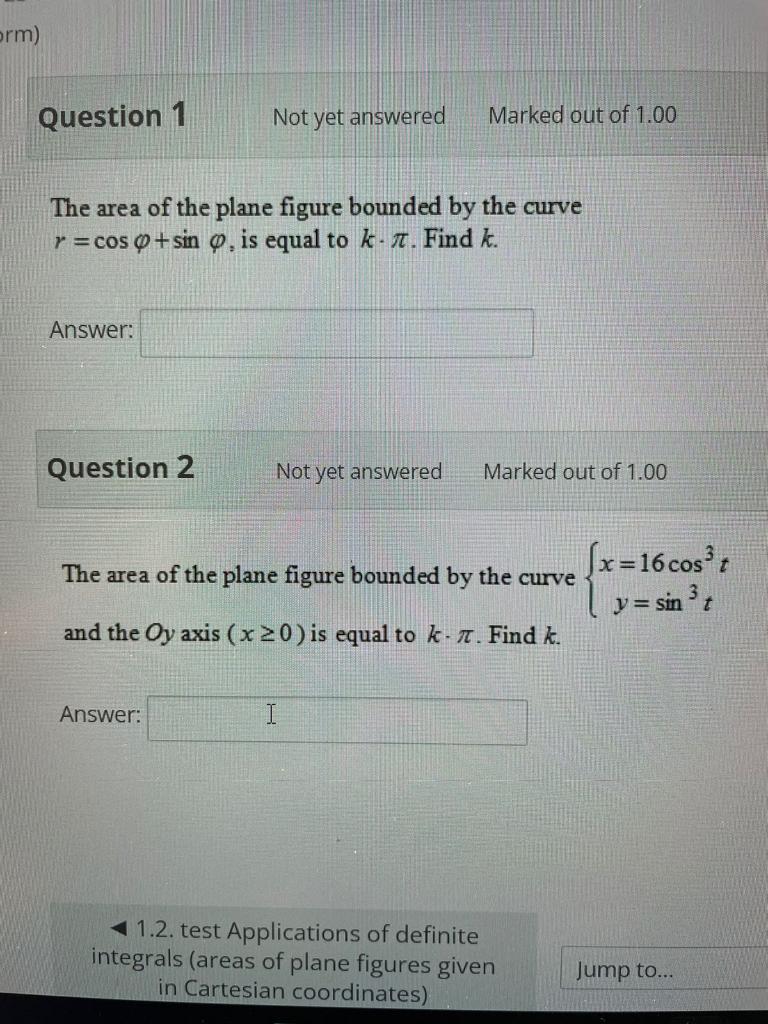 Solved The area of the plane figure bounded by the curve | Chegg.com