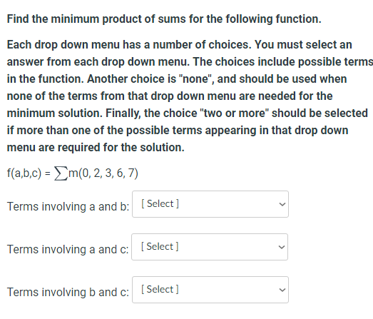 Solved Find the minimum product of sums for the following | Chegg.com