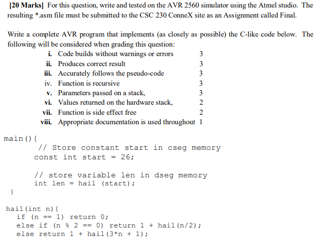 [20 Marks] For this question, write and tested on the | Chegg.com