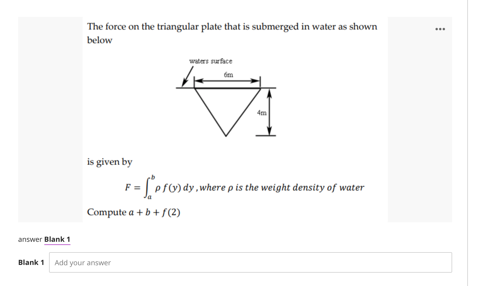Solved The force on the triangular plate that is submerged | Chegg.com