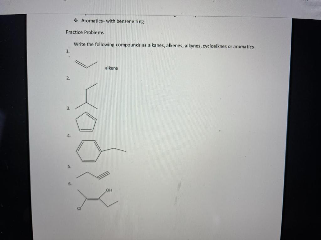Solved Aromatics - with benzene ring Practice Problems Write | Chegg.com