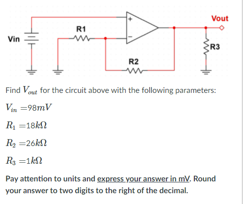 Solved Vout R1 Vin R3 w R2 Find Vout for the circuit above | Chegg.com