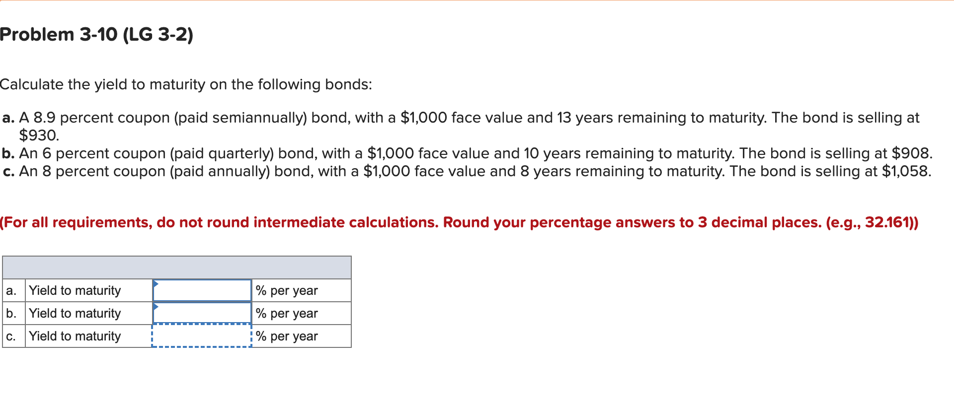 Solved Calculate the yield to maturity(ytm,%) on the | Chegg.com