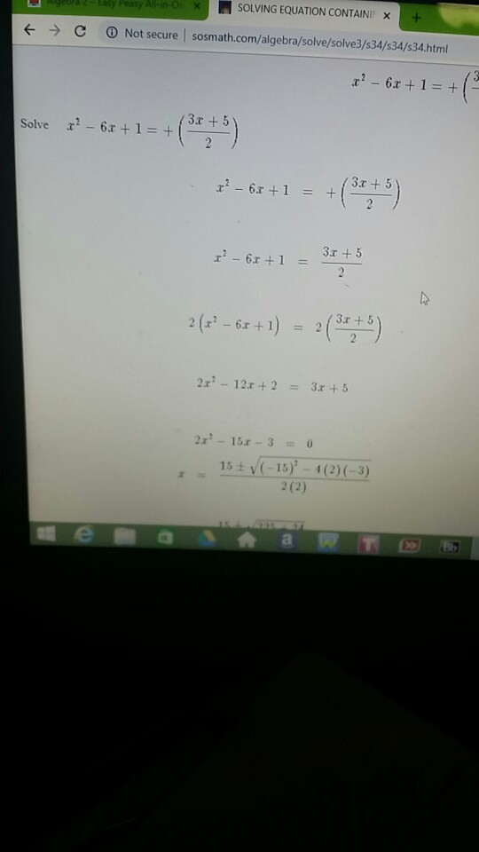 Solved SOLVING EQUATION CONTAINI + ← → ⓘ Not secure l | Chegg.com