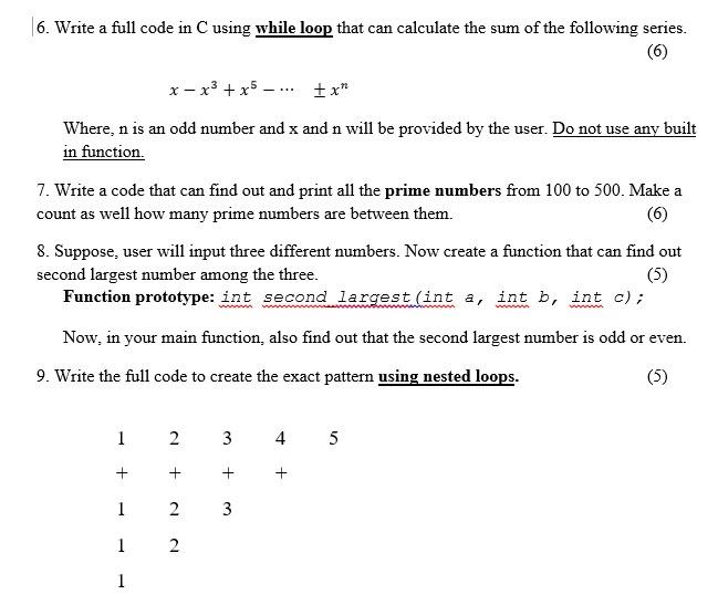Solved 6 Write A Full Code In C Using While Loop That Can 3303
