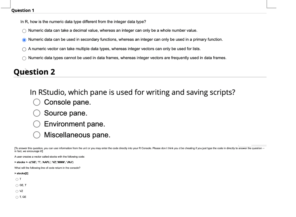 Solved Question 1 In R, how is the numeric data type | Chegg.com