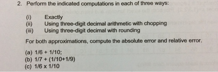 Solved 2. Perform the indicated computations in each of | Chegg.com