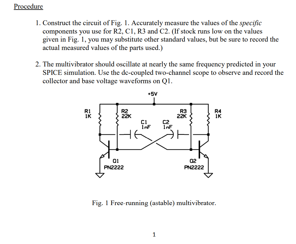 Solved 1. Construct the circuit of Fig. 1. Accurately | Chegg.com