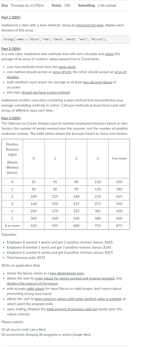 Solved Due Thursday by 11:59pm Points 100 Submitting a file | Chegg.com