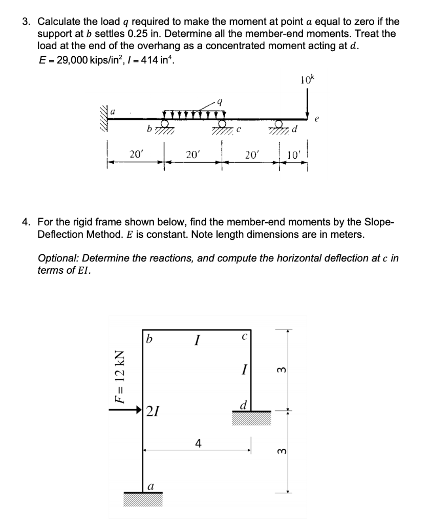 1. Use the Slope-Deflection Method to compute the | Chegg.com