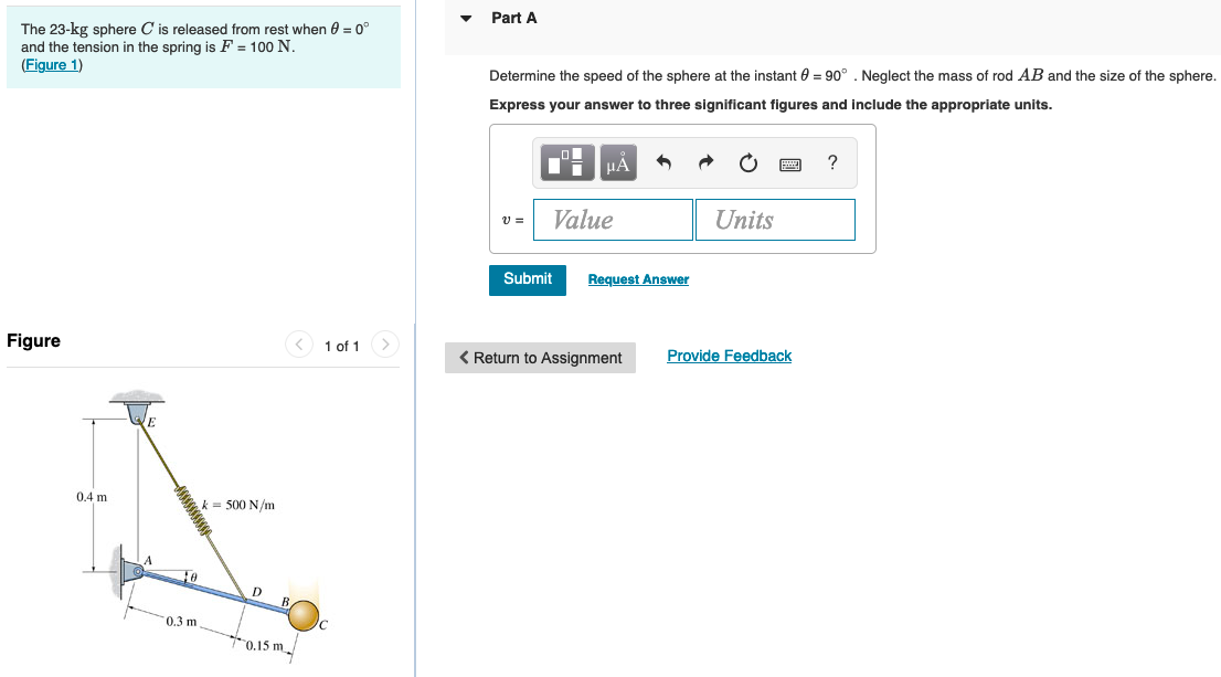 Solved The 23−kg sphere C is released from rest when θ=0∘ | Chegg.com