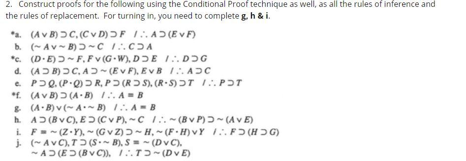 2. Construct proofs for the following using the | Chegg.com