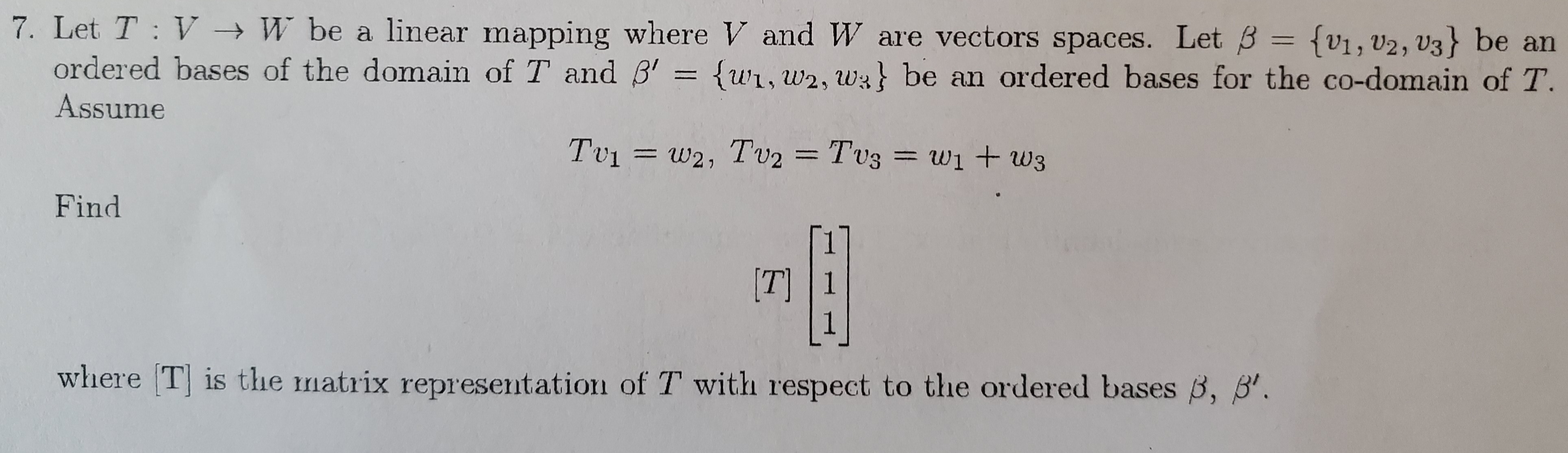 Solved 7. Let \\( T: V \\rightarrow W \\) be a linear | Chegg.com