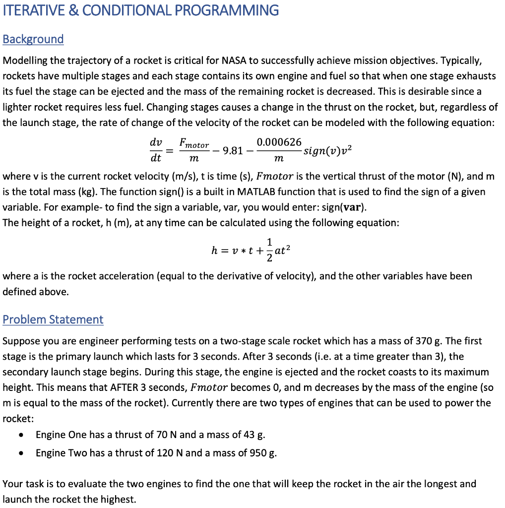 ITERATIVE & CONDITIONAL PROGRAMMING Background | Chegg.com