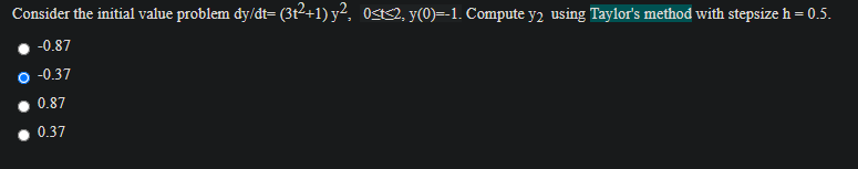 Solved Consider the initial value problem dy/dt= (3+2+1)y? | Chegg.com