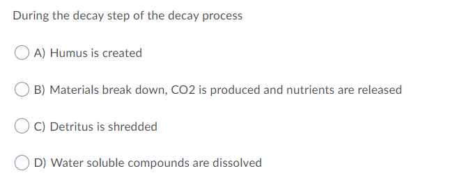 Solved During the decay step of the decay process A) Humus | Chegg.com