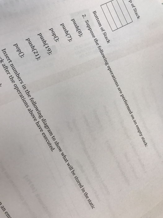 Solved p of Stack Bottom of Stack 2. Suppose the following | Chegg.com