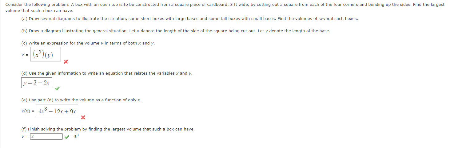 Solved volume that such a box can have. (c) Write an | Chegg.com Solved volume that such a box can have. (c) Write an | Chegg.com