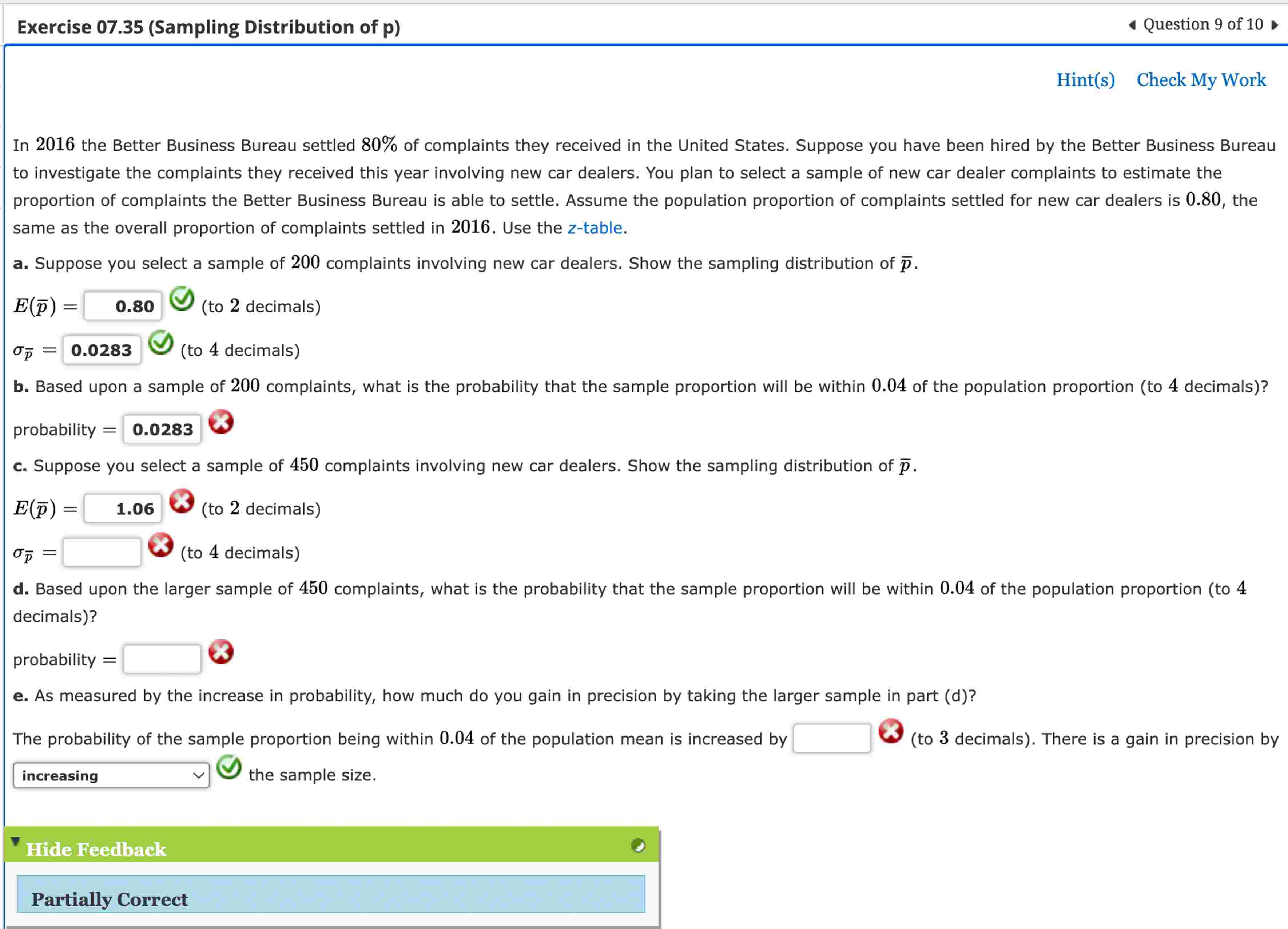 Solved Exercise 07.35 (Sampling Distribution of p )4 | Chegg.com