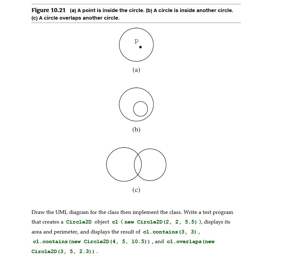 Solved 1011 Geometry The Circle2d Class Define The