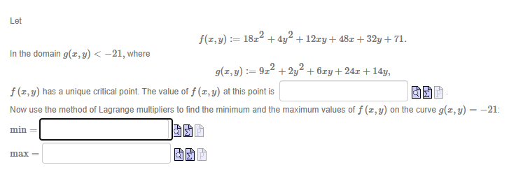 Solved Let f(x,y):=18x2+4y2+12xy+48x+32y+71 In the domain | Chegg.com