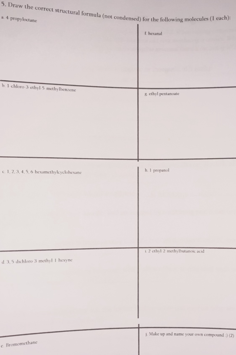 Solved 5. Draw the correct struct....... | Chegg.com