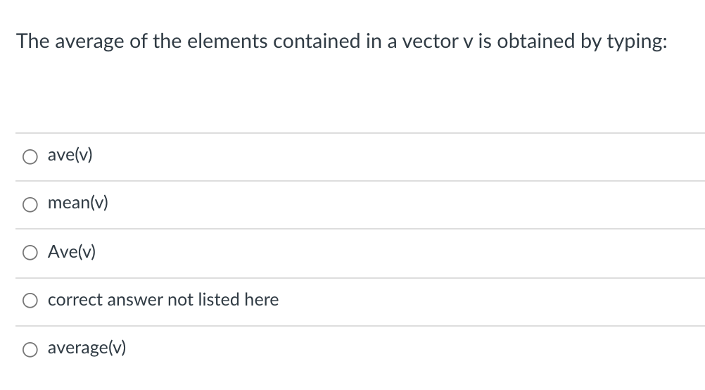 Solved The average of the elements contained in a vector v | Chegg.com