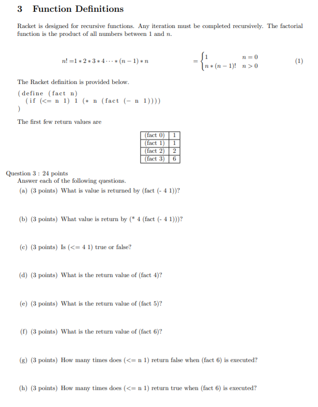 Solved 3 Function Definitions Racket Is Designed For