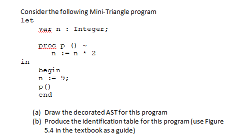 Solved Consider the following Mini-Triangle program let yar | Chegg.com