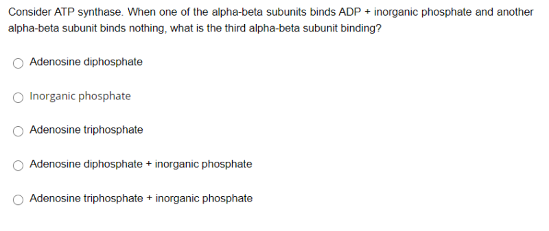 Solved Consider ATP synthase. When one of the alpha-beta | Chegg.com