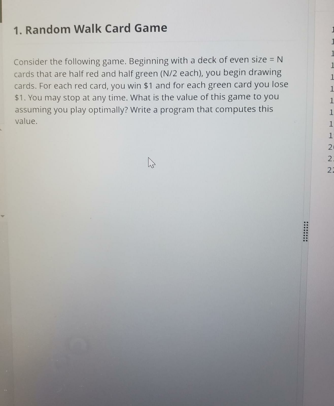 Solved Consider the following game. Beginning with a deck of | Chegg.com