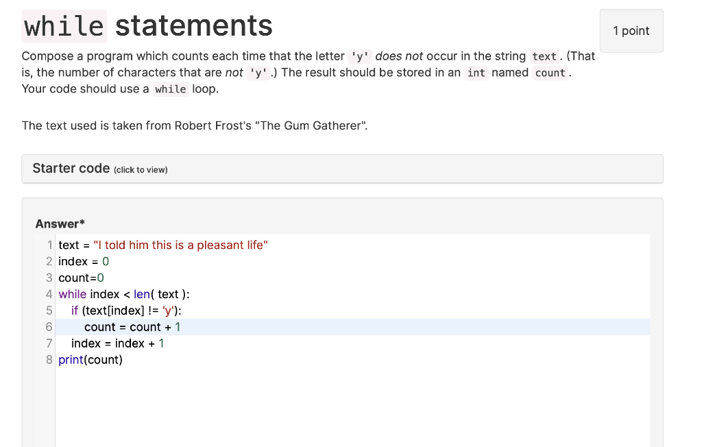 Solved while statements 1 point Compose a program which | Chegg.com