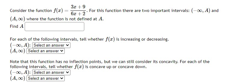 Solved Consider the function f(x)=6x+23x+9. For this | Chegg.com