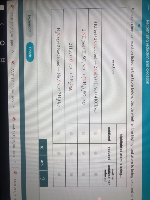 Solved -Recognizing and oxidation For each chemical reaction | Chegg.com