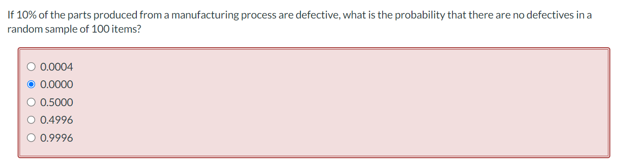 Solved If 10% of the parts produced from a manufacturing | Chegg.com