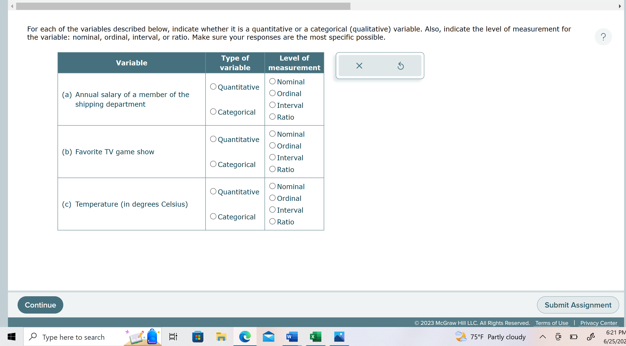 Solved For each of the variables described below, indicate | Chegg.com