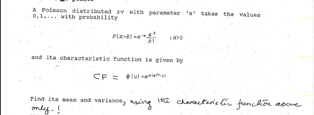 Solved A Poisson distributed rv with parameter 'a' takes the | Chegg.com